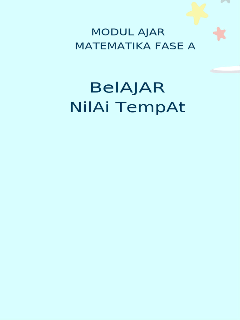 Modul Ajar Matematika - Belajar Nilai Tempat - Fase A | PDF | Karier & Perkembangan
