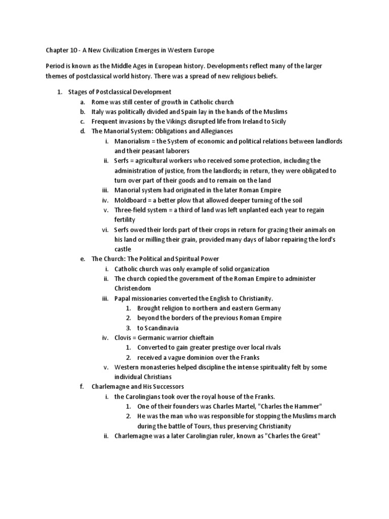 Chapter 10 (AP World) | PDF | Middle Ages | Charlemagne