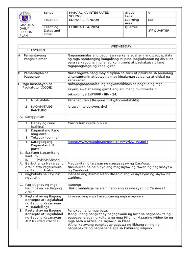 DLL - Esp 5 - Q3 - W3-February 14, 2024 | PDF