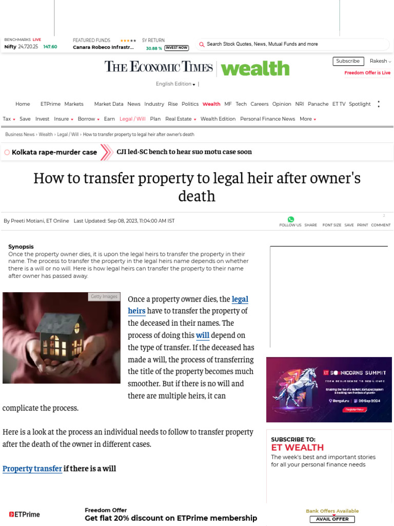 How To Transfer Property To Legal Heir After Owner's Death - The ...