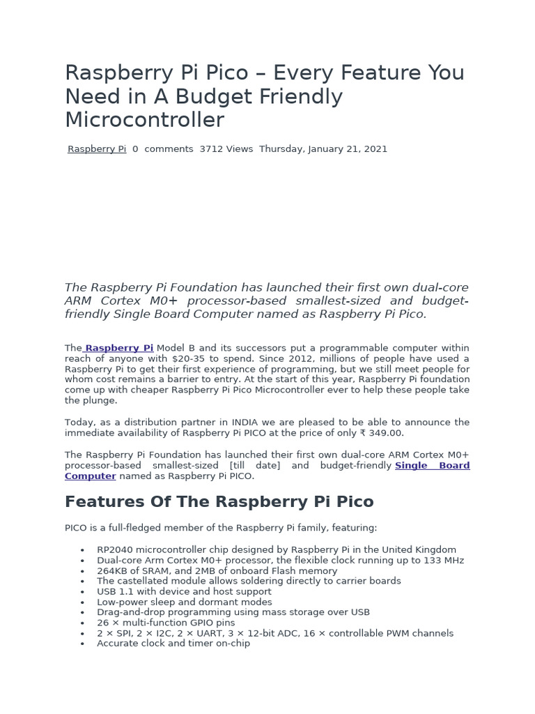 Raspberry Pi Pico | PDF