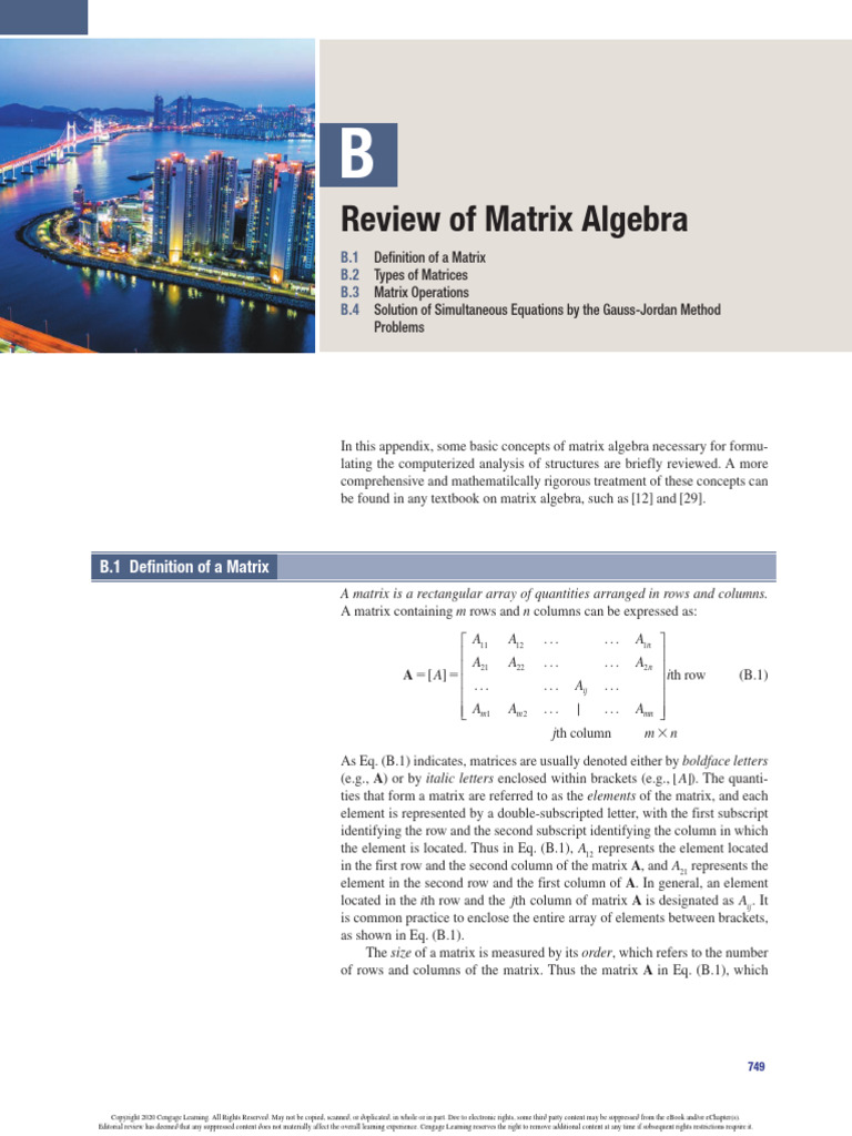 Review of Matrix Algebra | PDF