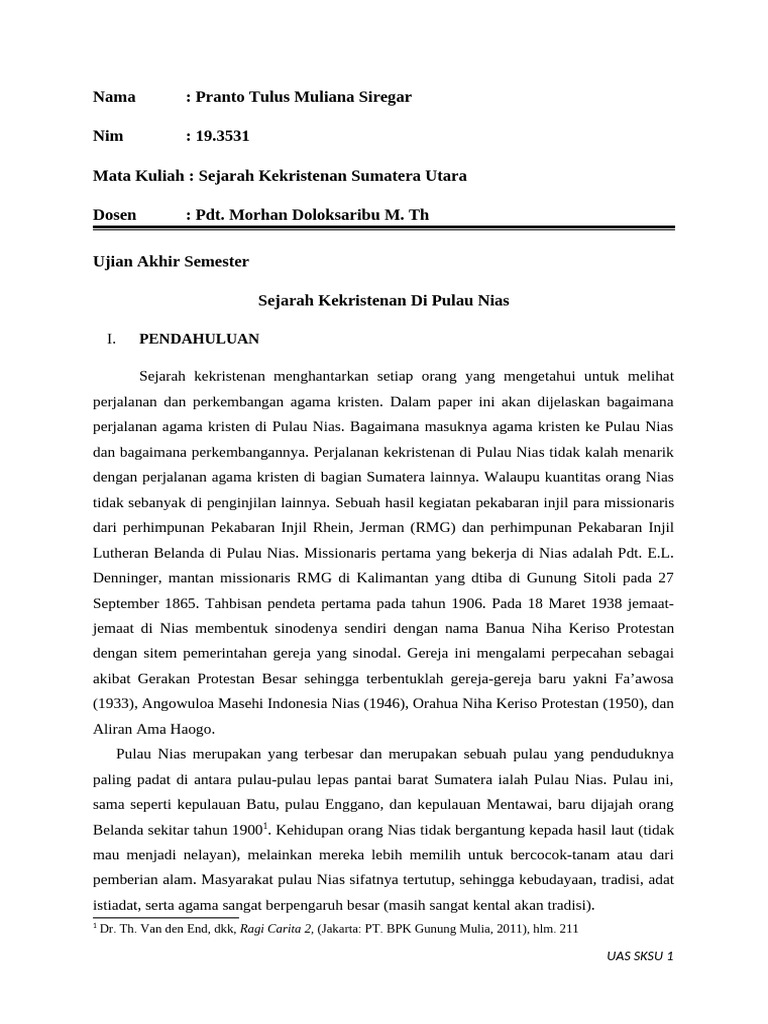 UAS SKSu - Pranto Siregar | PDF