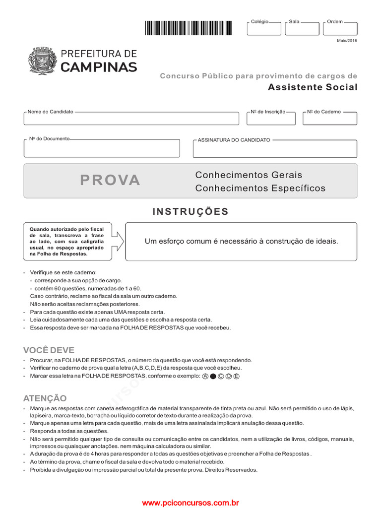 Prova: Instruções | PDF