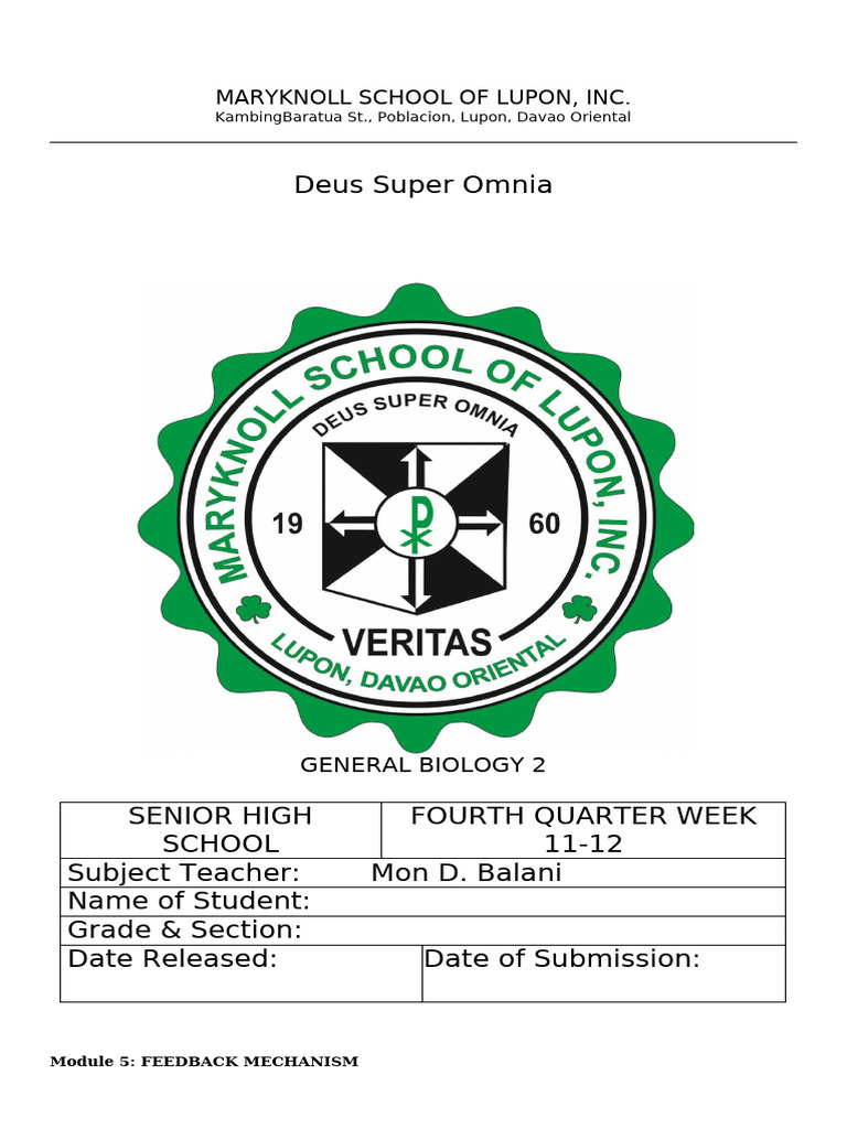 Gen Bio 2 Q4 Week 11 12 Pdf
