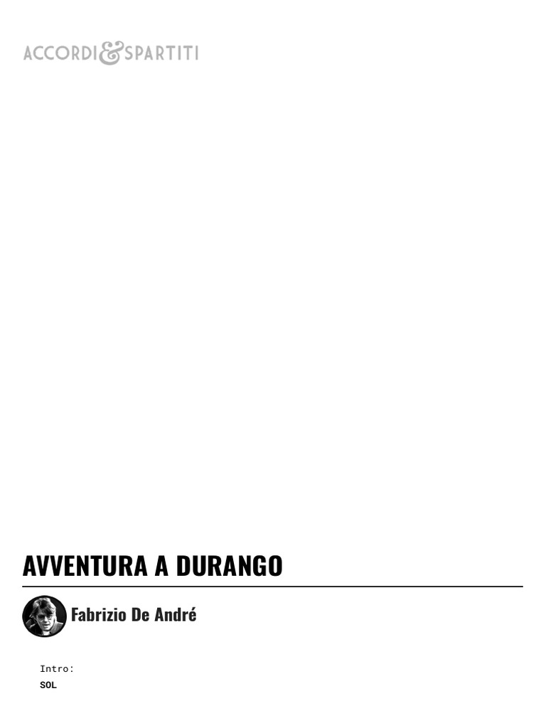 AVVENTURA A DURANGO Accordi 100% Corretti - Fabrizio de André | PDF