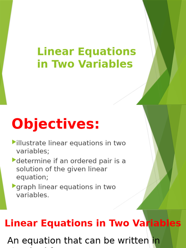 G8 Math Q1-Week 5 - Linear Equations | PDF | Equations | Variable (Mathematics)