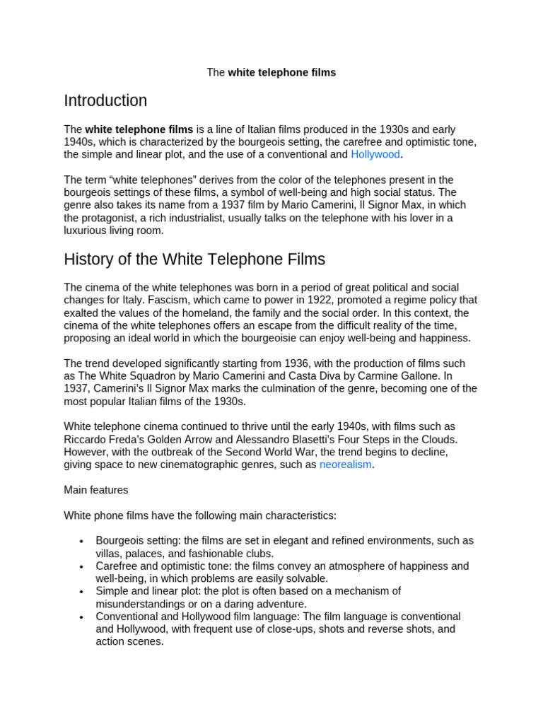 White Telephone Films | PDF