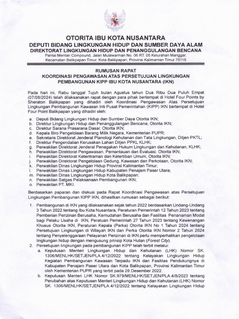 Rumusan Rapat Koordinasi Pengawasan KIPP | PDF