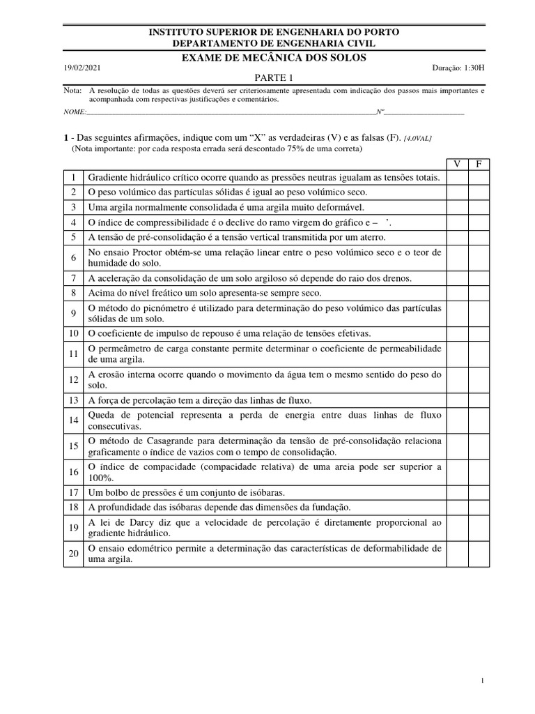 Exame 2021 02 19 - Versao Aaa - Parte1 | PDF
