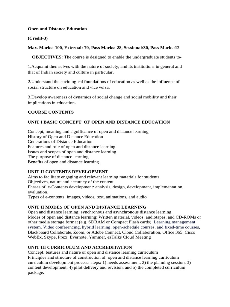 Open and Distance Education | PDF