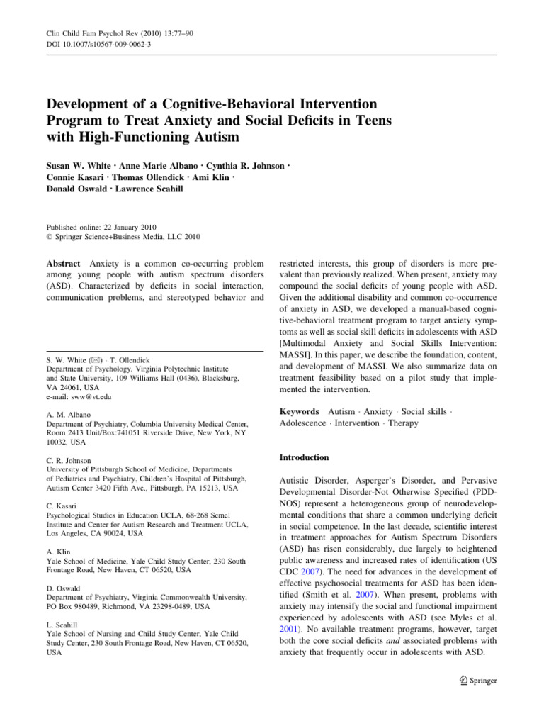 MASSI Ansiedade Social TEA | PDF