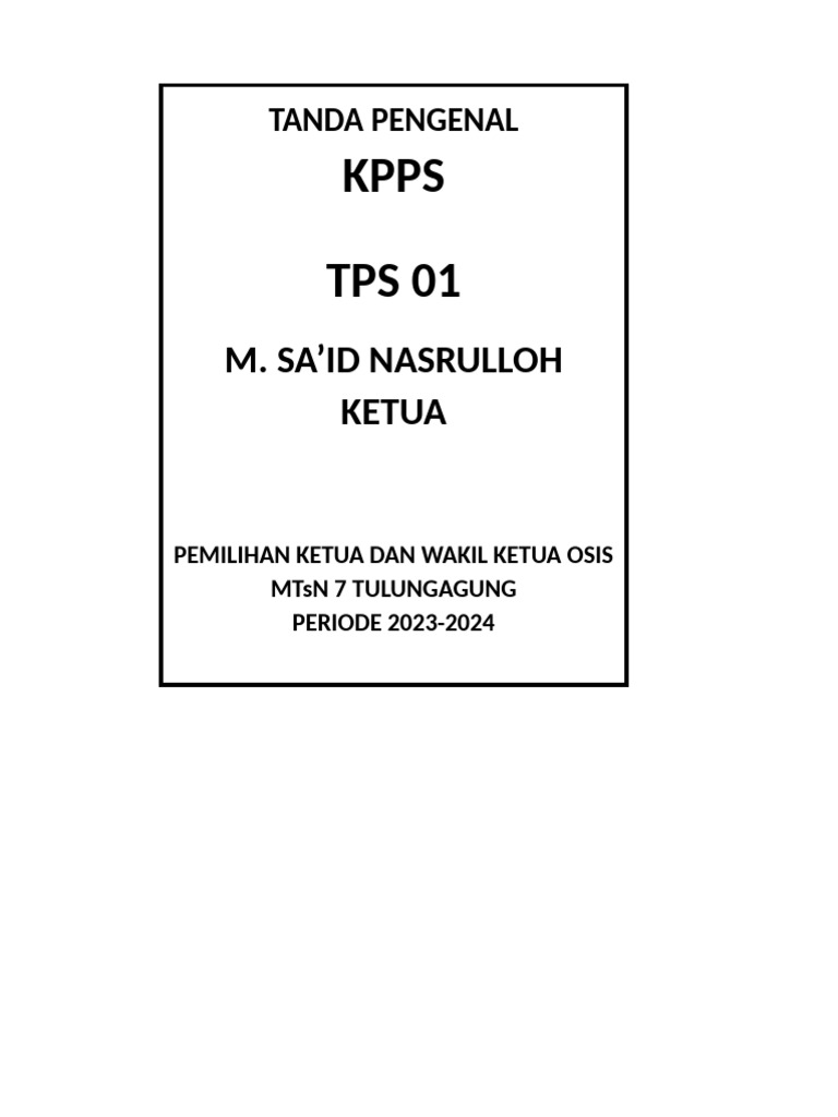 Tanda Pengenal Kpps | PDF