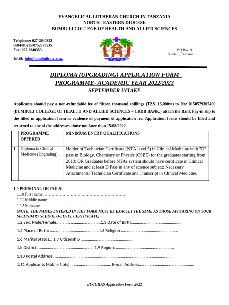 UPGRADING DIPLOMA APPLICATION_FORM 2022.2023 | PDF