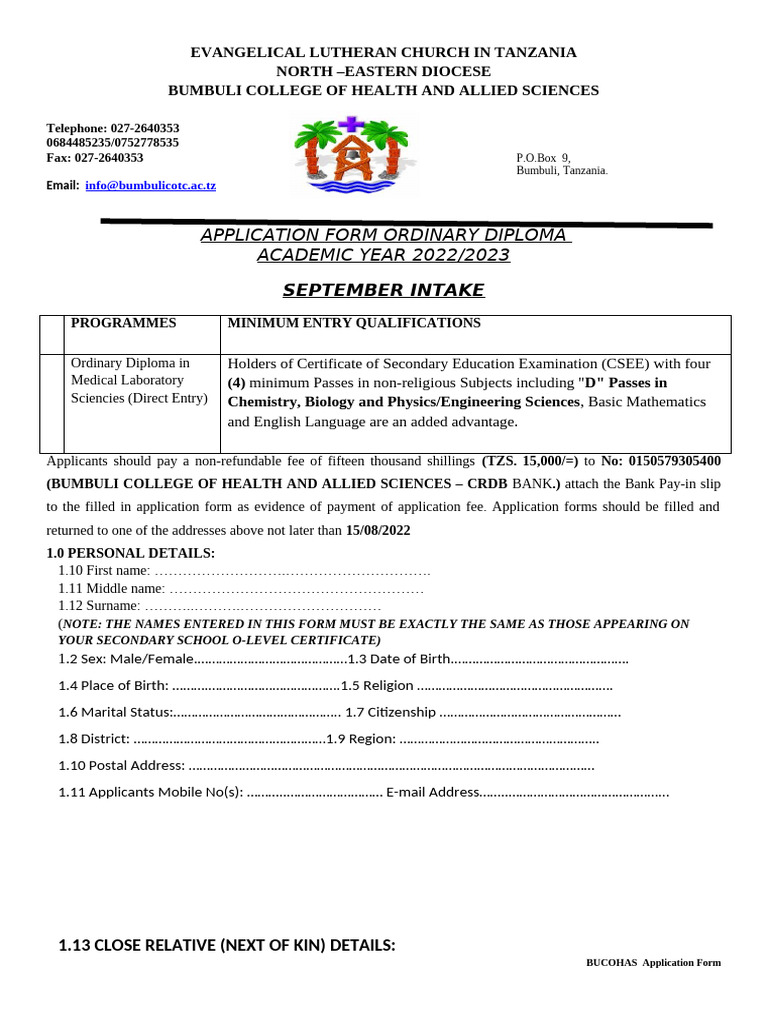 MEDICAL LAB APPLICATION FORM 2022.2023 | PDF