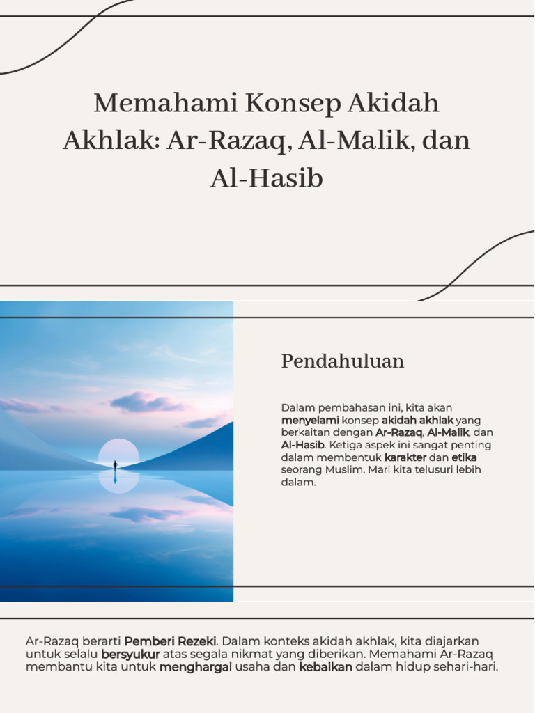 Slidesgo Memahami Konsep Akidah Akhlak Ar Razaq Al Malik Dan Al Hasib 20240823061225AZC7 | PDF