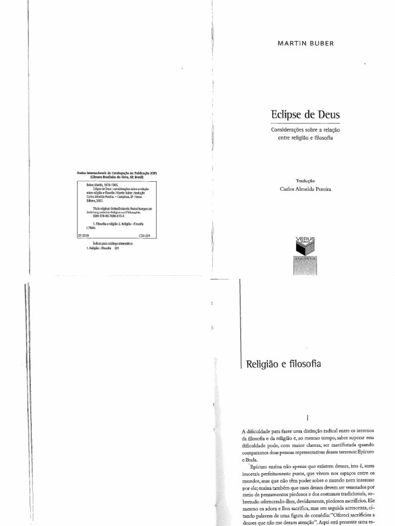 Religião &filosofia Cap II de Eclipse de Deus M Buber | PDF