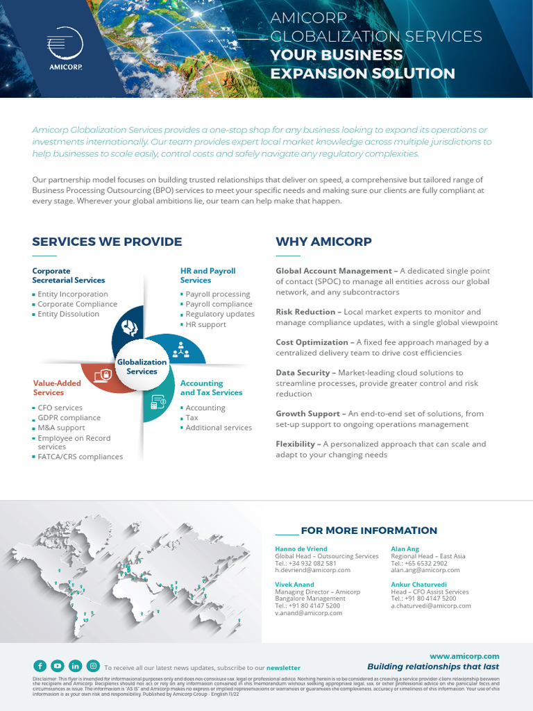 Globalization Services Flyer | PDF | Outsourcing | Taxes