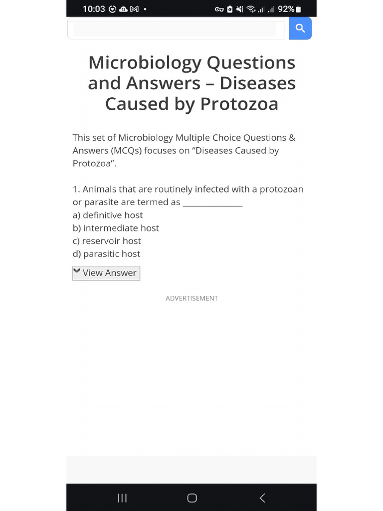 MCQ Parasitology by COOLMAN EVERNICE | PDF