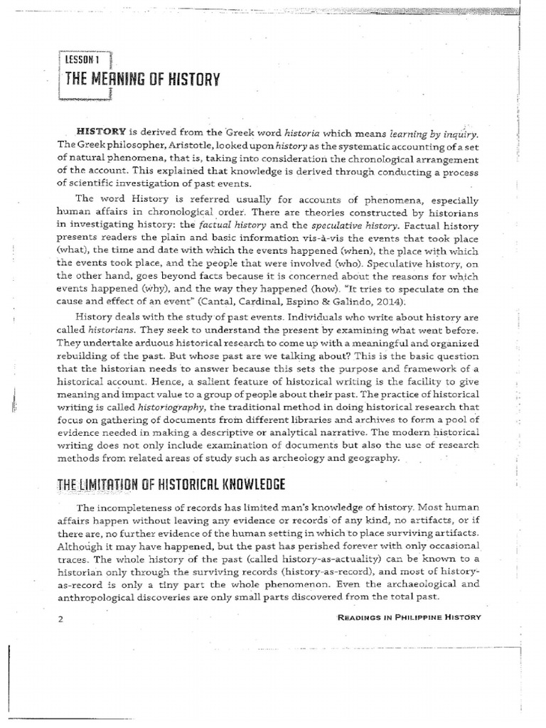 History Lesson 1 | PDF