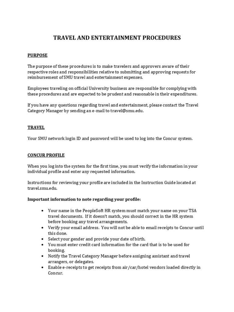 SMU Travel Procedures | PDF