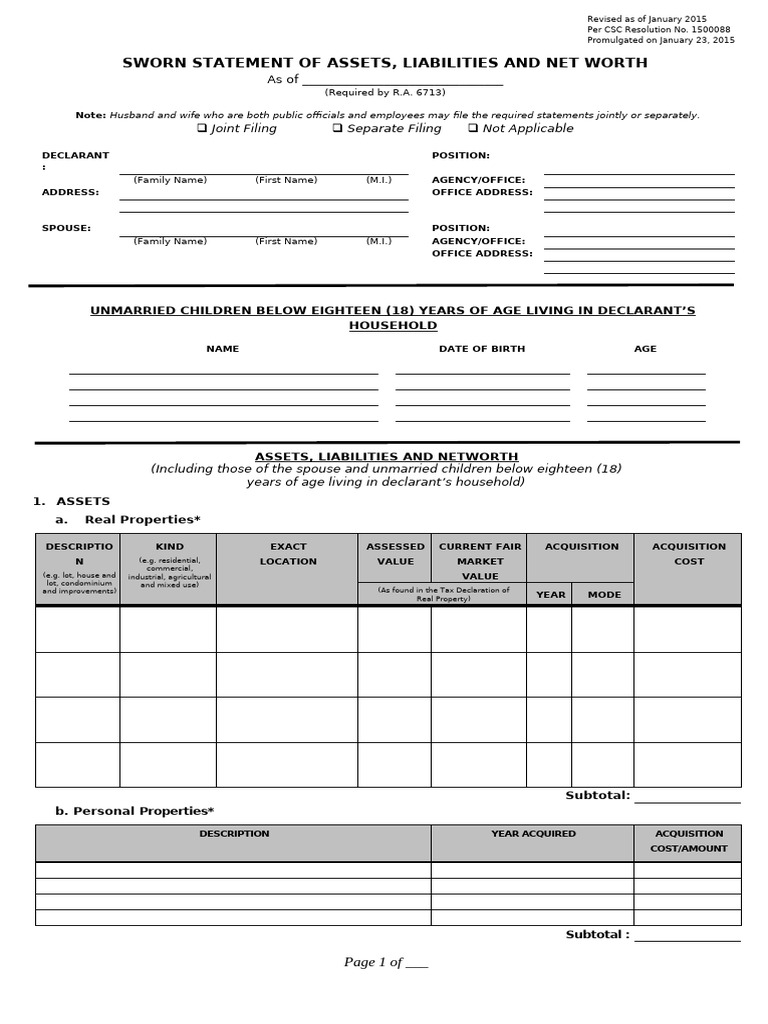 2015-SALN-Form (1) | PDF