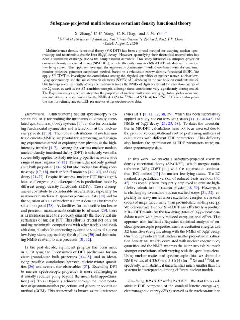 Subspace-Projected Multireference Covariant Density Functional Theory | PDF
