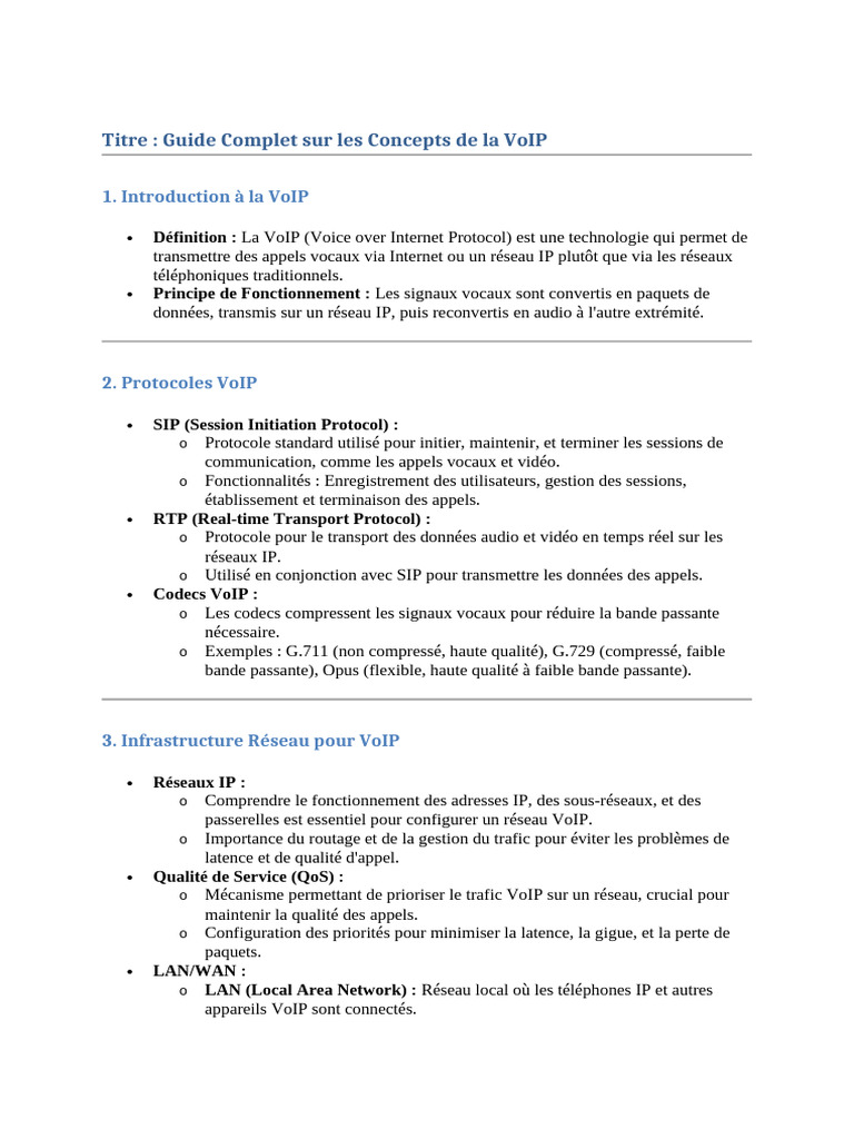 Guide Complet Sur Les Concepts de La VoIP | PDF
