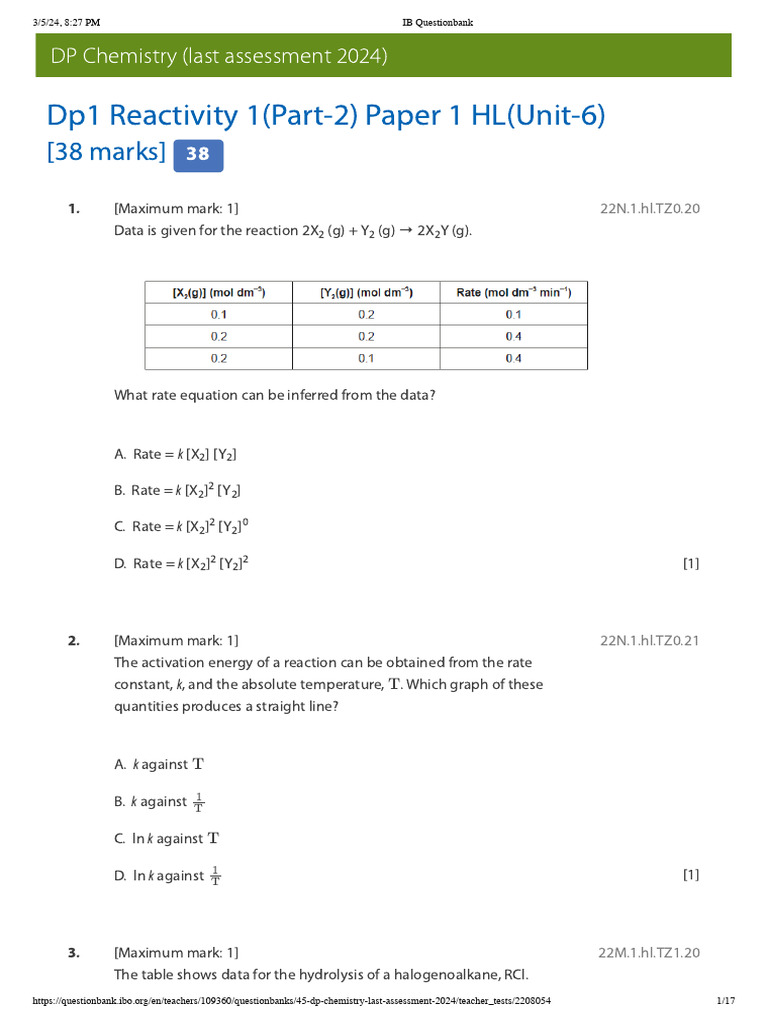 Dp1 Reactivity-1 (Part-2) Paper-1 HL | PDF