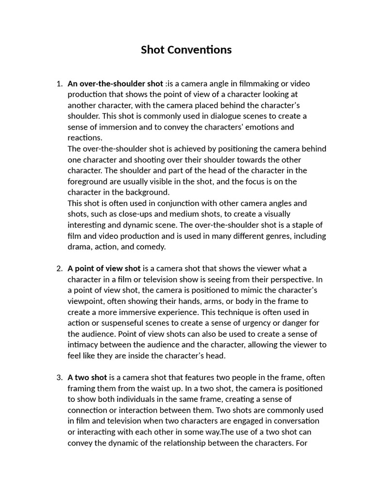 Shot Conventions | PDF