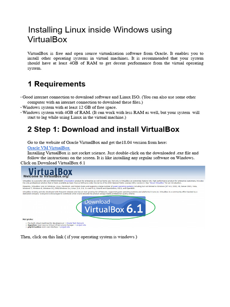 Installation VirtualBox and Ubuntu | PDF