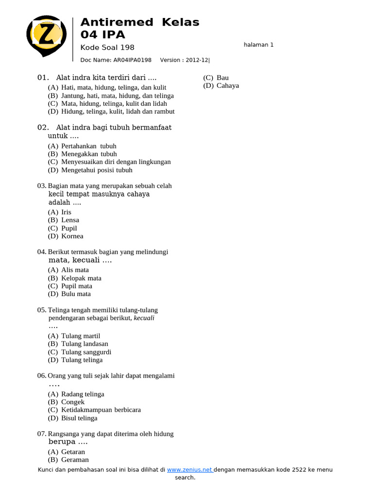 Soal Panca Indera | PDF