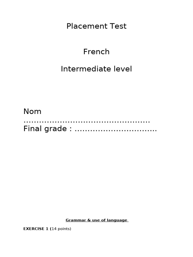 Placement Test Answer Model Pdf