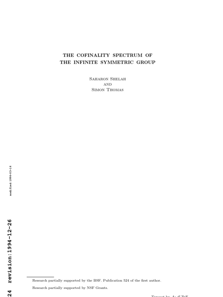 Infinite Symmetric Group Cofinality | PDF | Mathematical Objects ...
