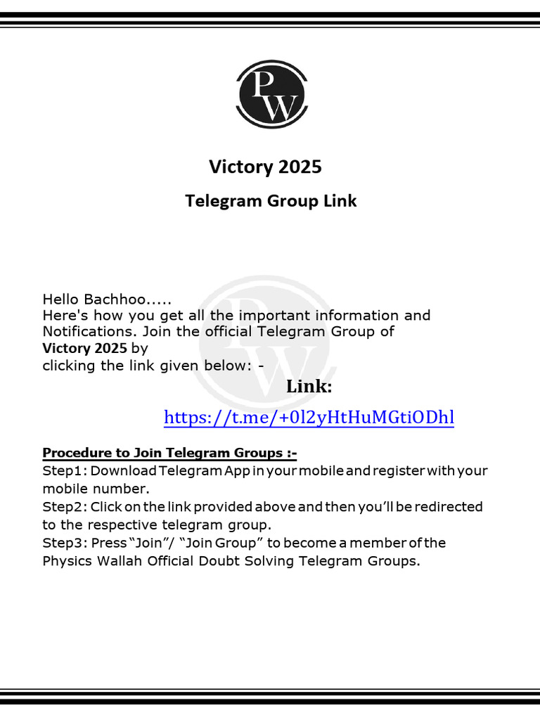 Victory 2025 - Telegram Group PDF | PDF