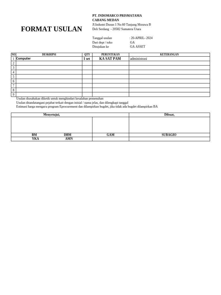 FORM USULAN (1) | PDF