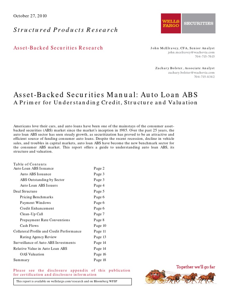 Auto Loan ABS Manual | PDF | Asset Backed Security | Securitization