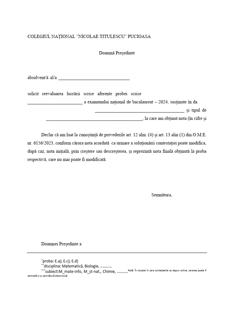 Cerere Contestatii | PDF