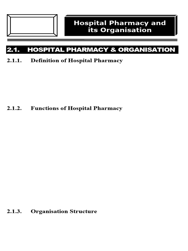 Hospital Pharmacy & Its Organization | PDF