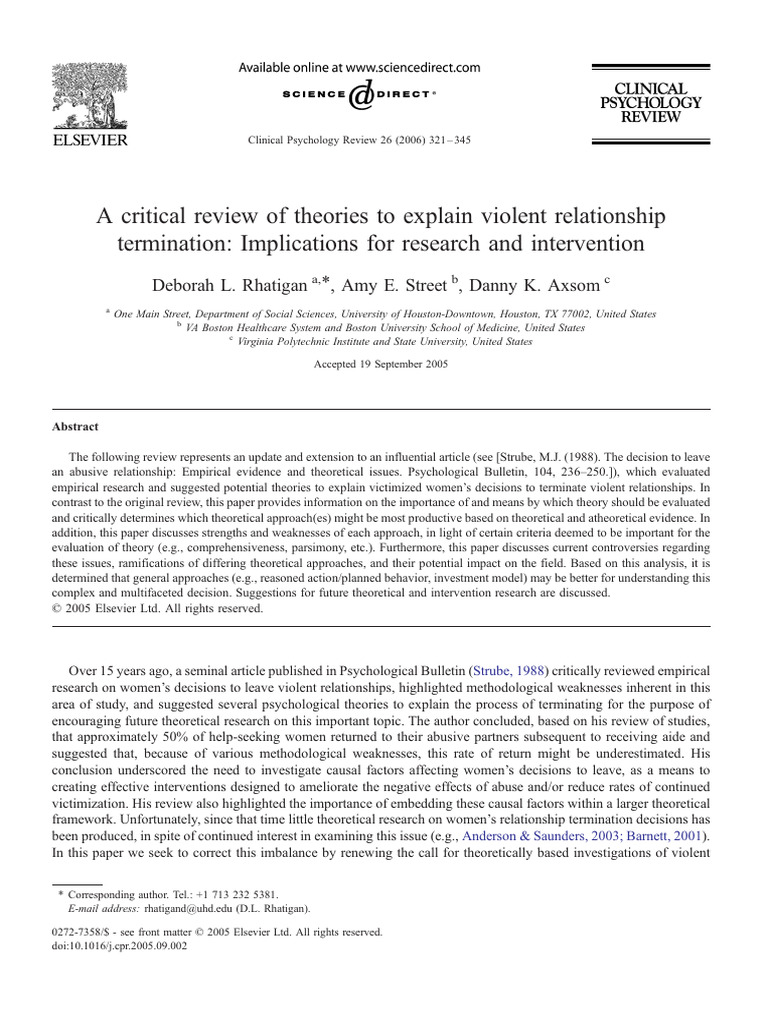 A Critical Review of Theories To Explain Violent Relationship ...