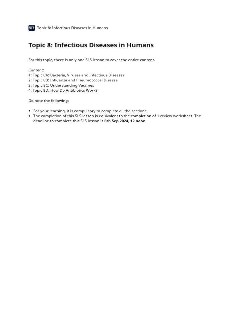 Topic 8_ Infectious Diseases in Humans | PDF