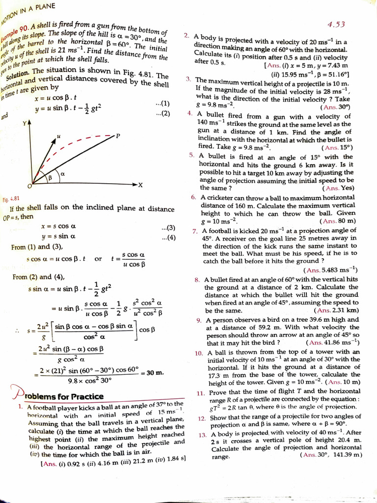 Motion in Plane SL Arora | PDF