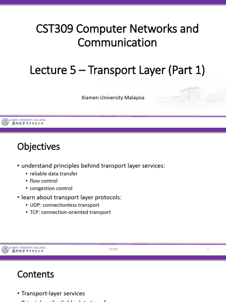 CST309 Chap5.1 TransportLayer | PDF