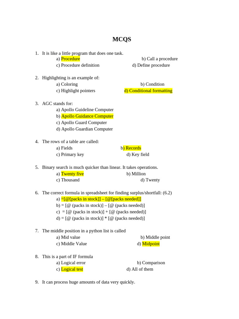 Computer Class 8 MCQS | PDF