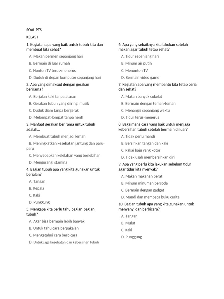 SOAL PTS Kls I | PDF
