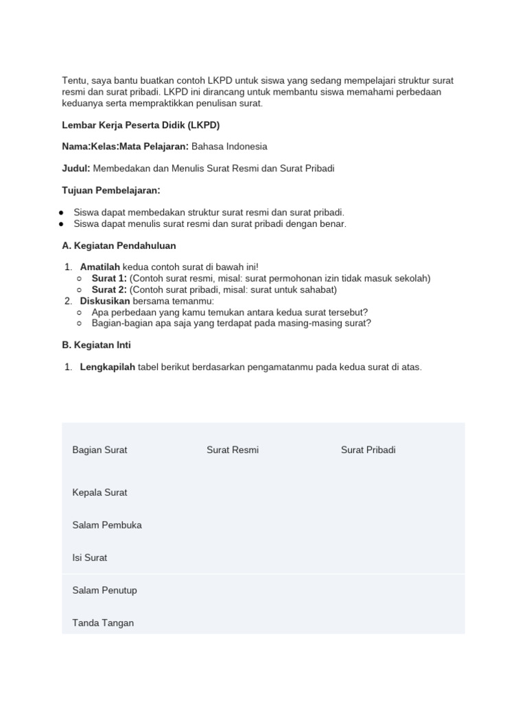 Contoh LKPD Untuk Siswa Yang Low Materi Struktur... | PDF