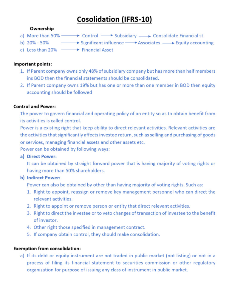 Consolidation Guidelines under IFRS-10 | PDF | Consolidation (Business ...