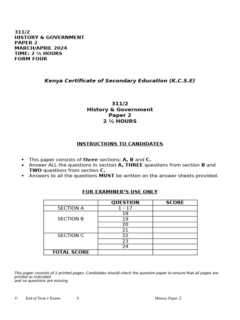 HISTORY F4 PP2 QS | PDF