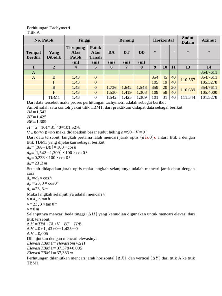 Perhitungan Tachi Dan Kontur | PDF