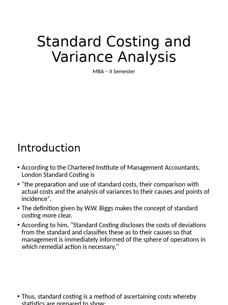 10-Standard Costing and Variance Analysis | PDF
